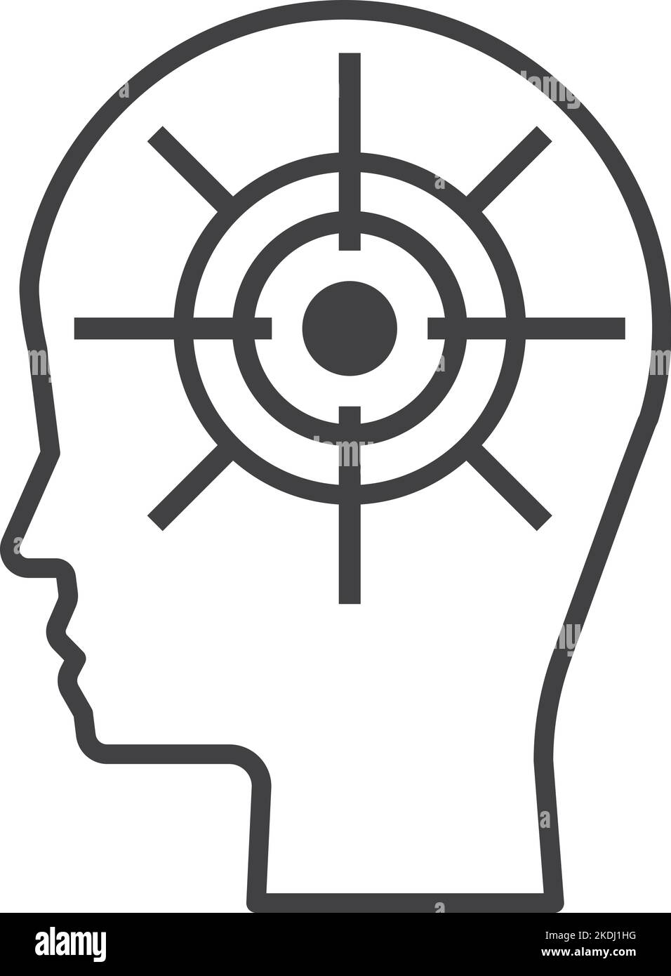 human head and target illustration in minimal style isolated on ...