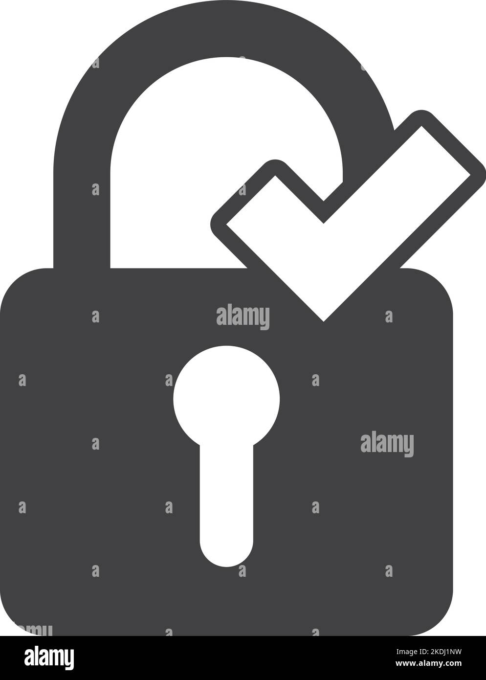 padlock and check mark illustration in minimal style isolated on ...