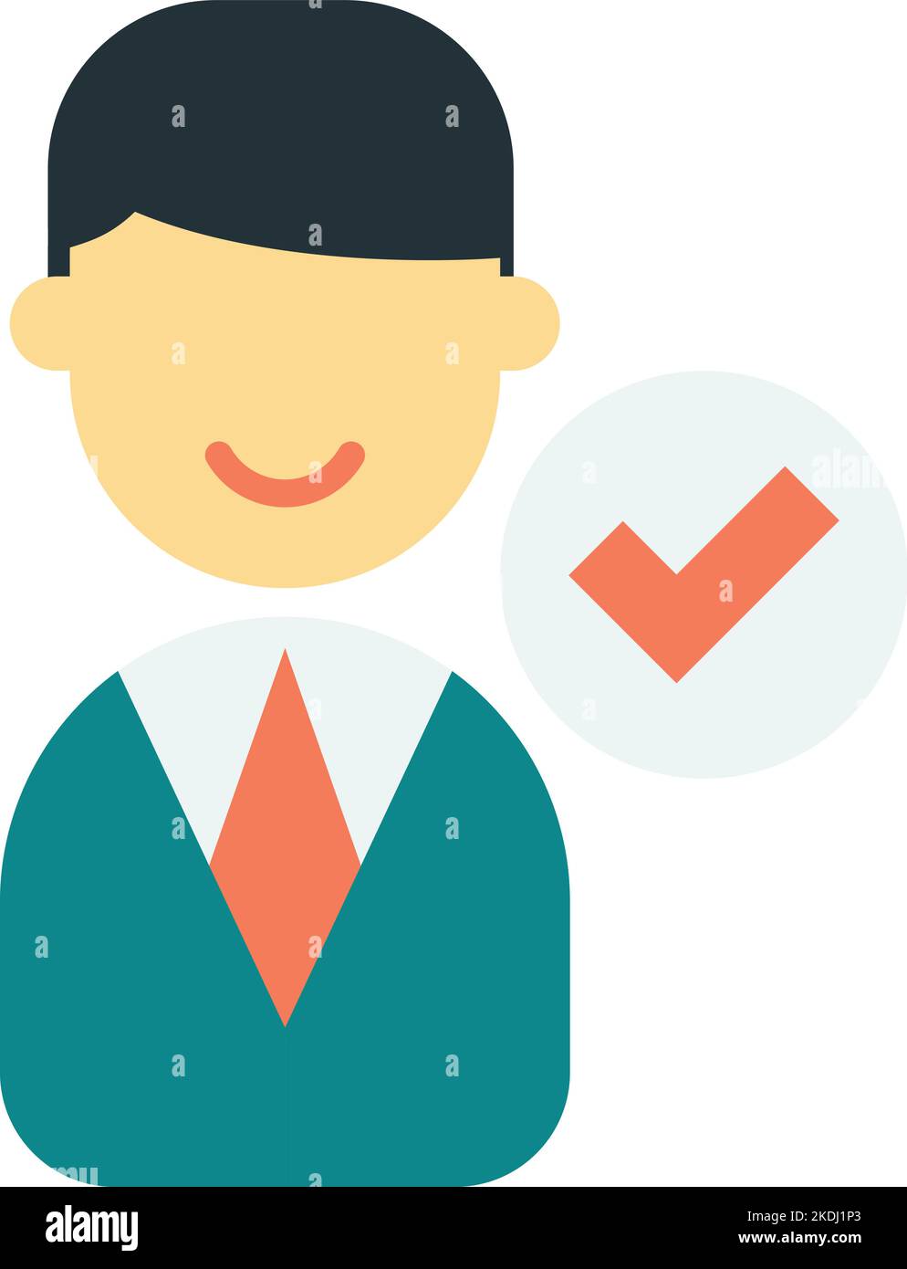 businessman and check mark illustration in minimal style isolated on ...