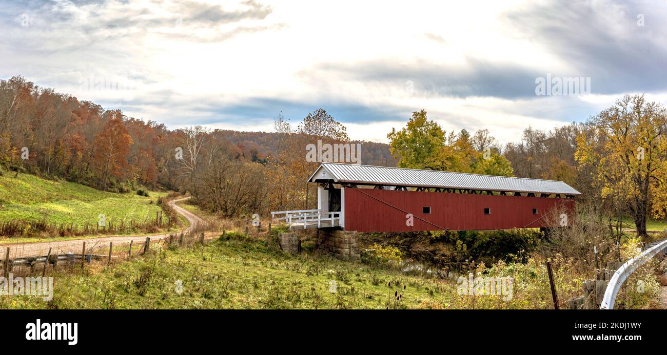 Marietta, Ohio, USA-Oct. 25, 2022: Beautiful autumn panoramic landscape ...