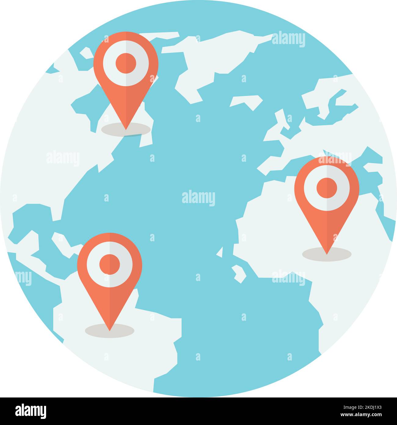 Location pins and globes illustration in minimal style isolated on background Stock Vector Image ...