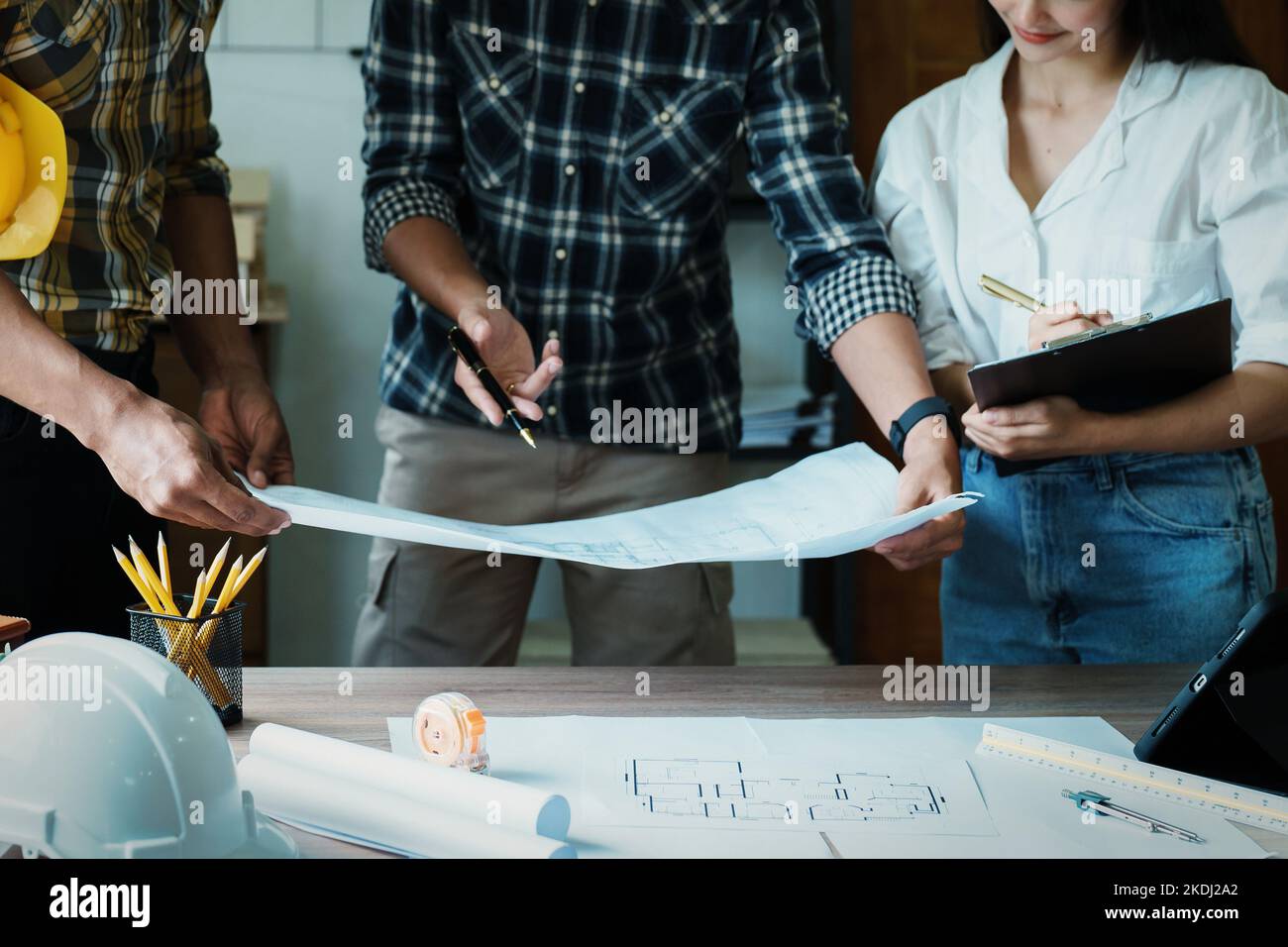 Engineers are consulting the team to design an architectural structure ...