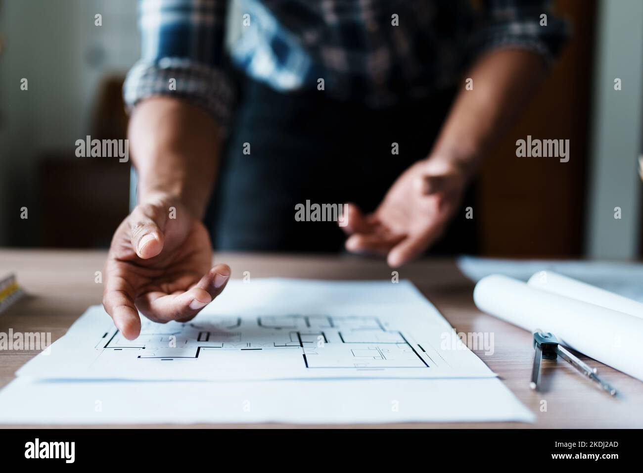 Engineers are designing house structures and architectural using ...