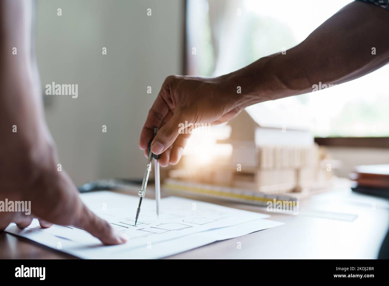 Engineers are designing house structures and architectural using ...