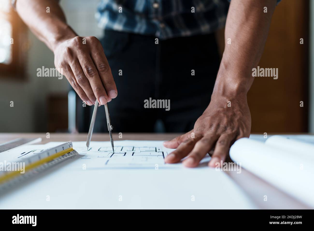 Engineers are designing house structures and architectural using ...