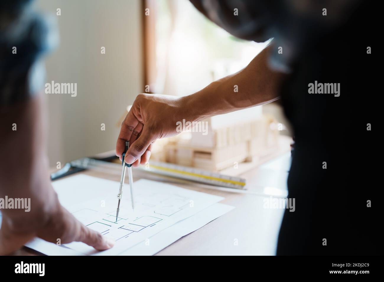 Engineers are designing house structures and architectural using ...