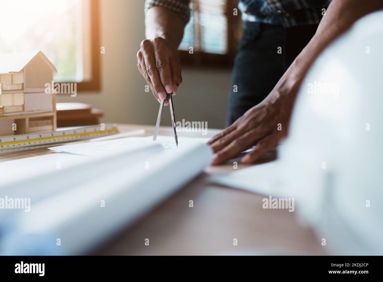 Engineers are designing house structures and architectural using ...