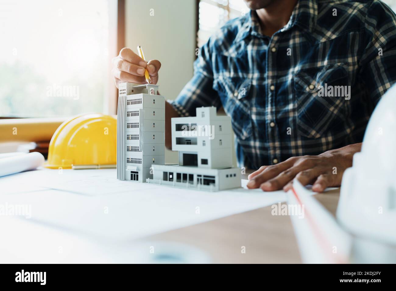 Engineers are designing house structures and architectural using ...