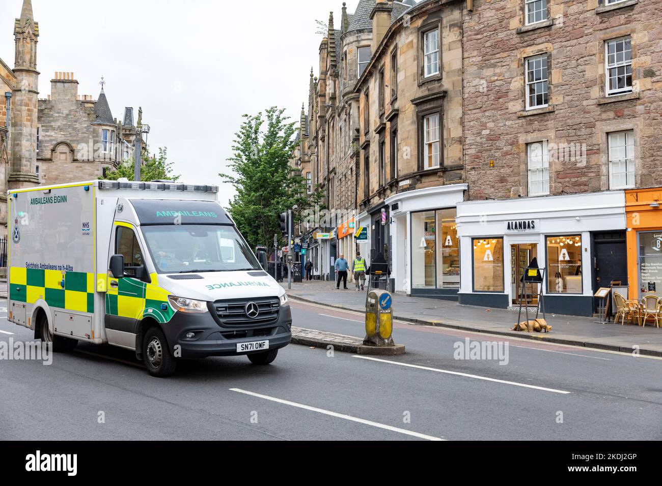 Scottish ambulance driving through Edinburgh city centre,Scotland,UK ...