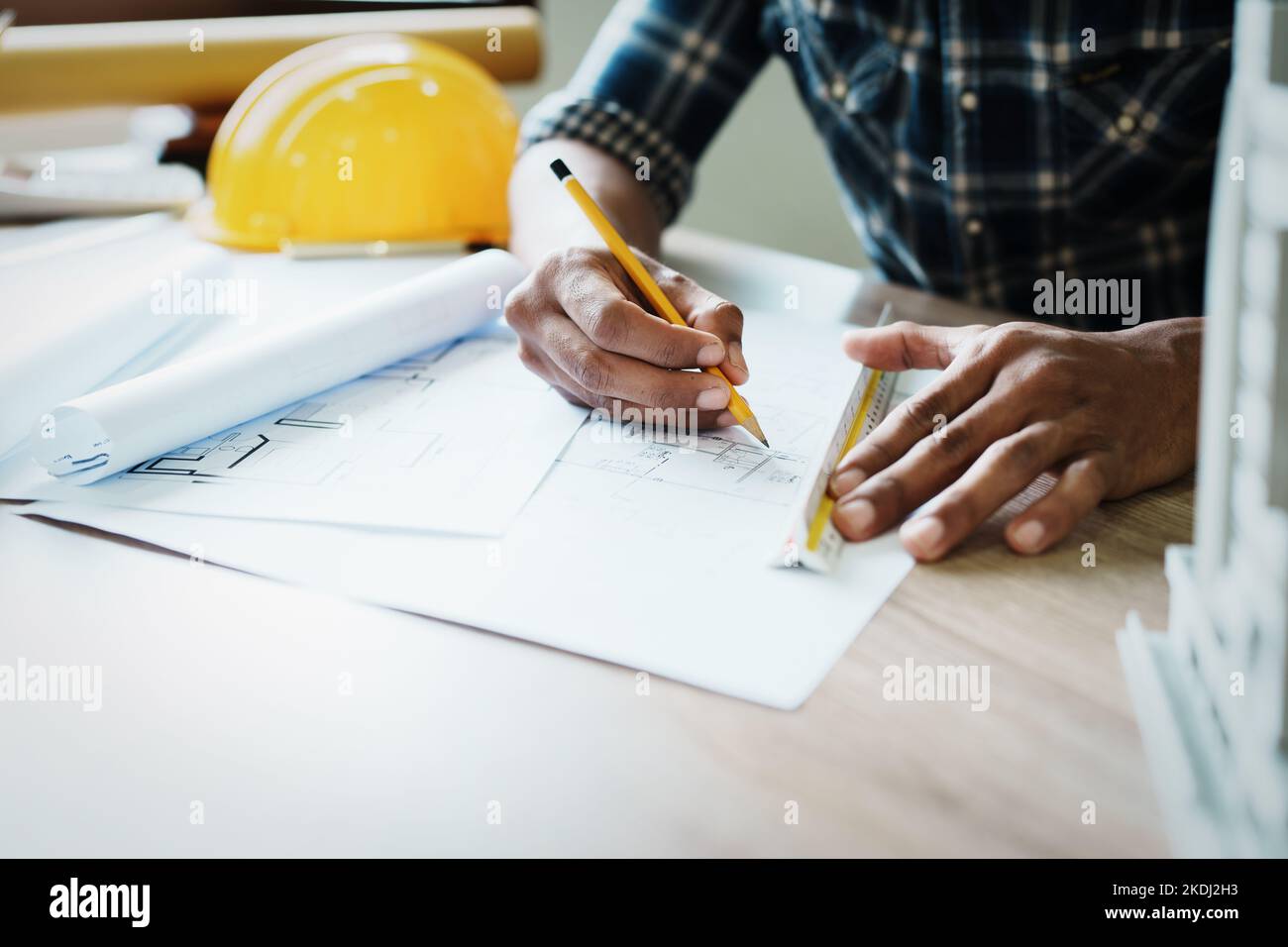 Engineers are designing house structures and architectural using ...