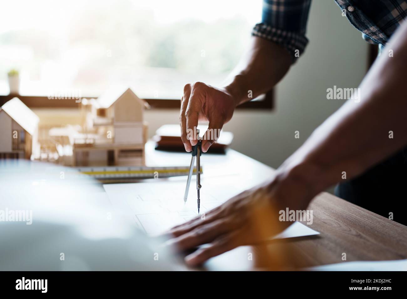 Engineers are designing house structures and architectural using ...