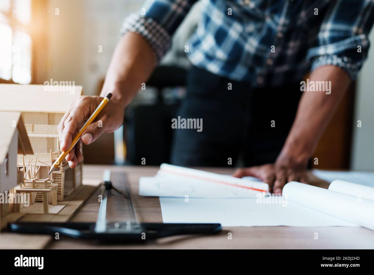 Engineers are designing house structures and architectural using ...