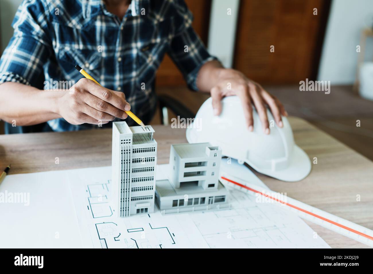 Engineers are designing house structures and architectural using ...