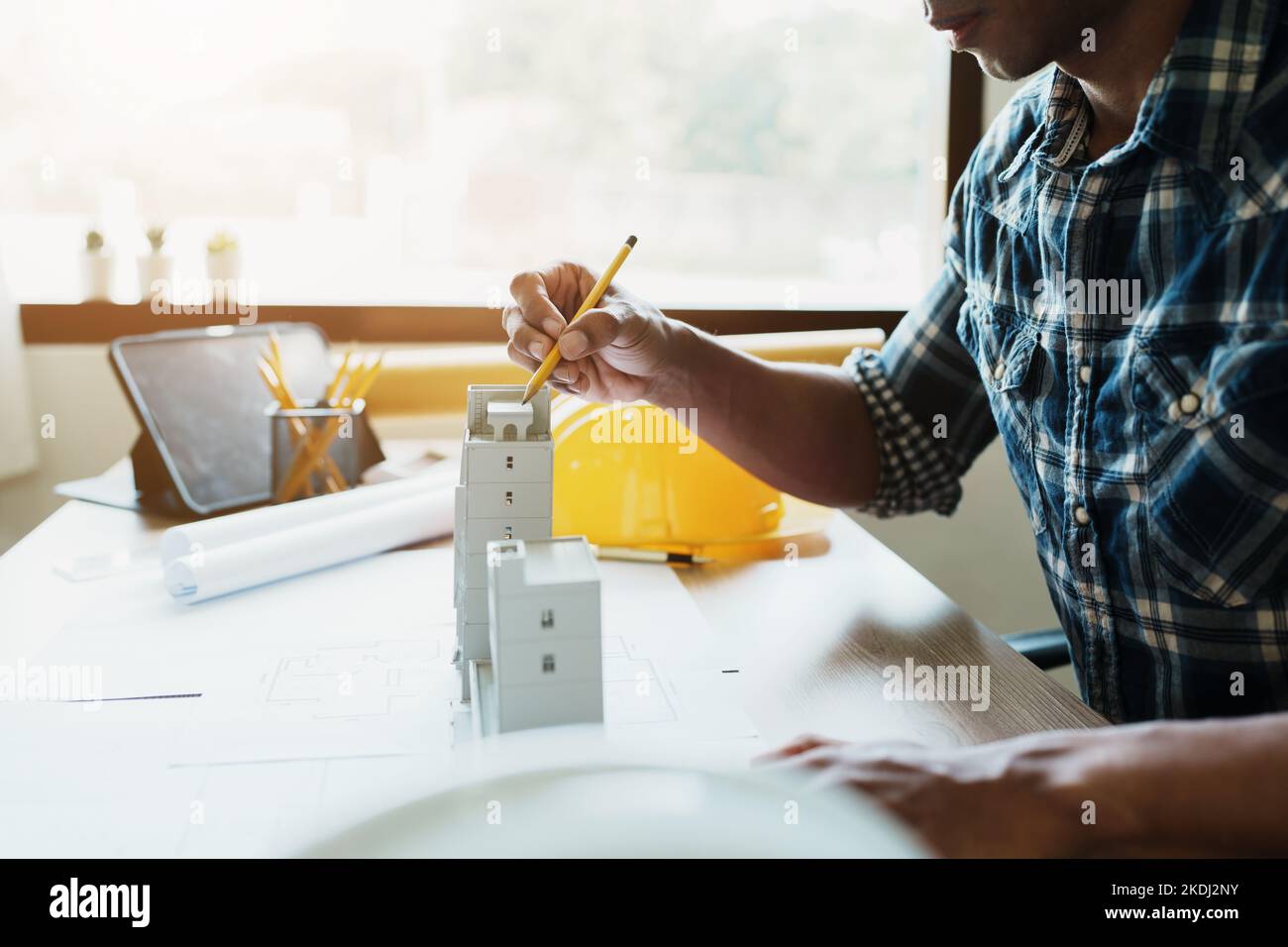 Engineers are designing house structures and architectural using ...