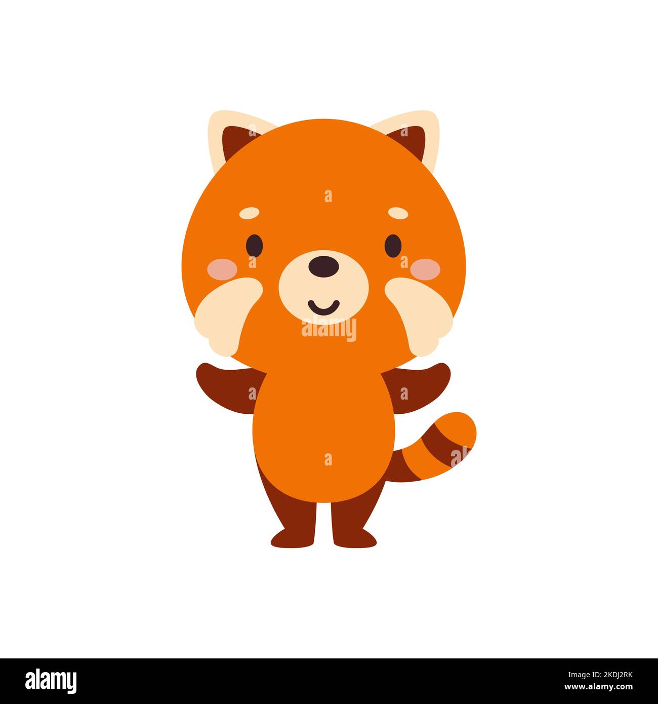 Cute little red panda on white background. Cartoon animal character for ...