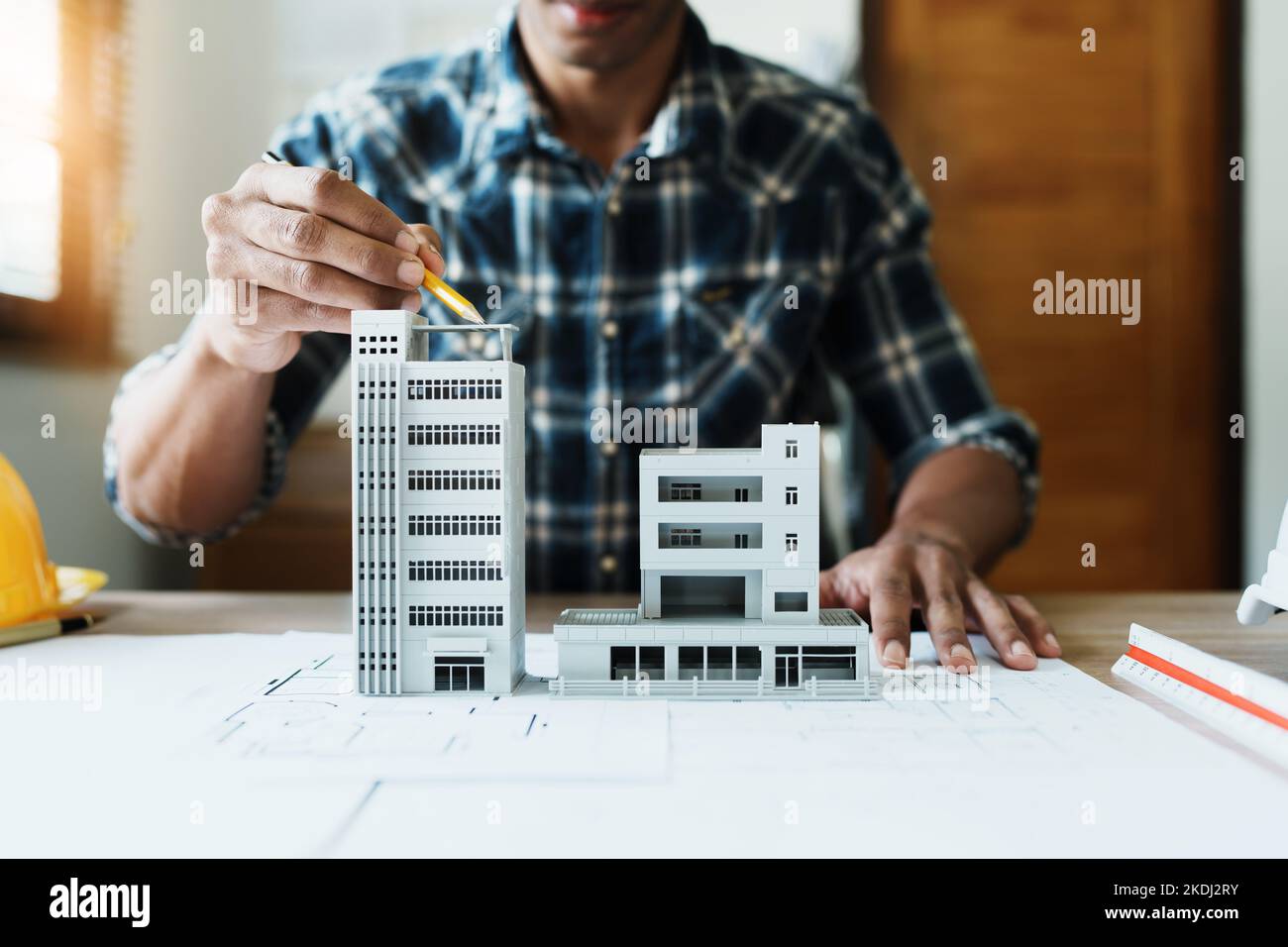 Engineers are designing house structures and architectural using ...