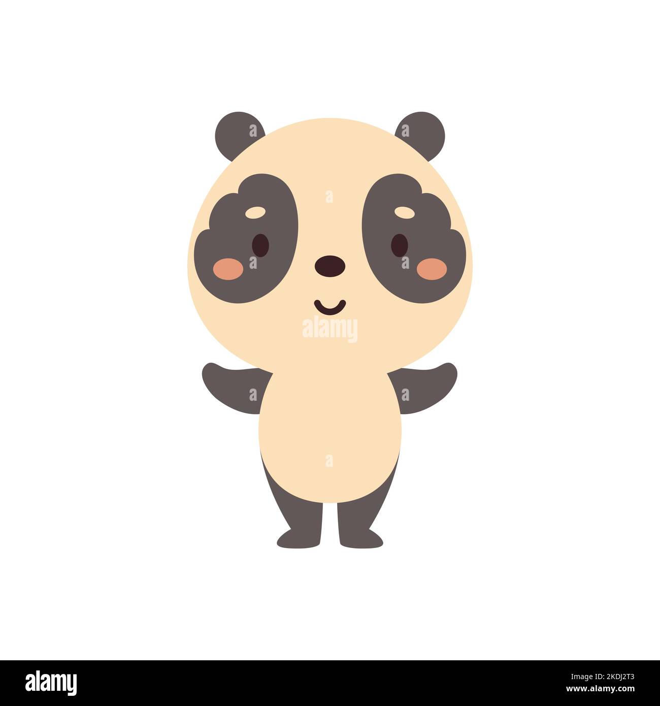 Cute little panda on white background. Cartoon animal character for ...