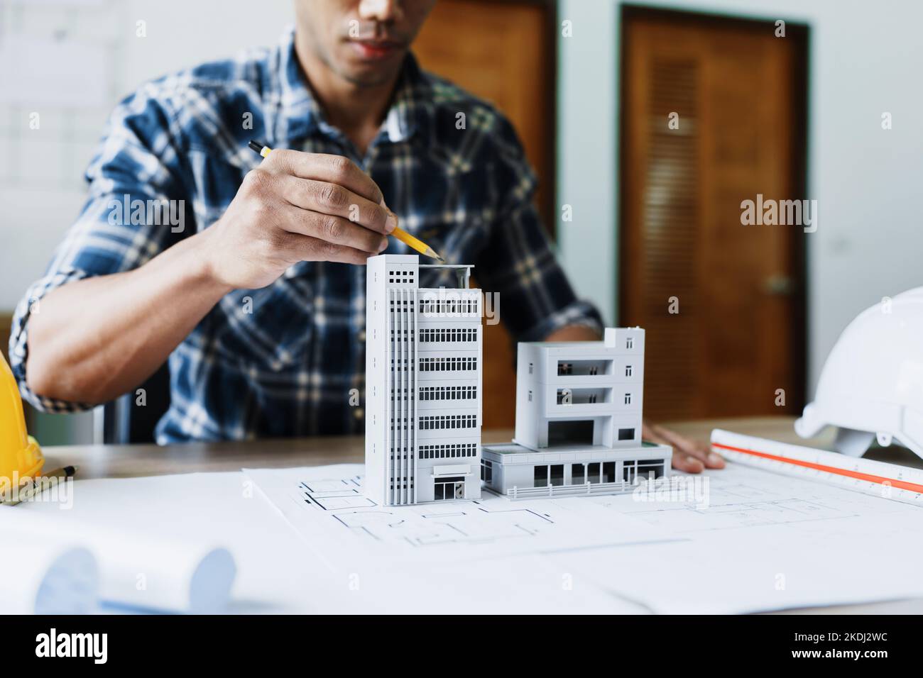 Engineers are designing house structures and architectural using ...