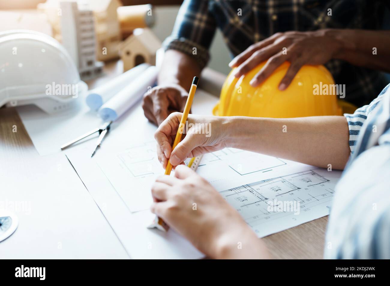 Engineers are consulting the team to design an architectural structure ...