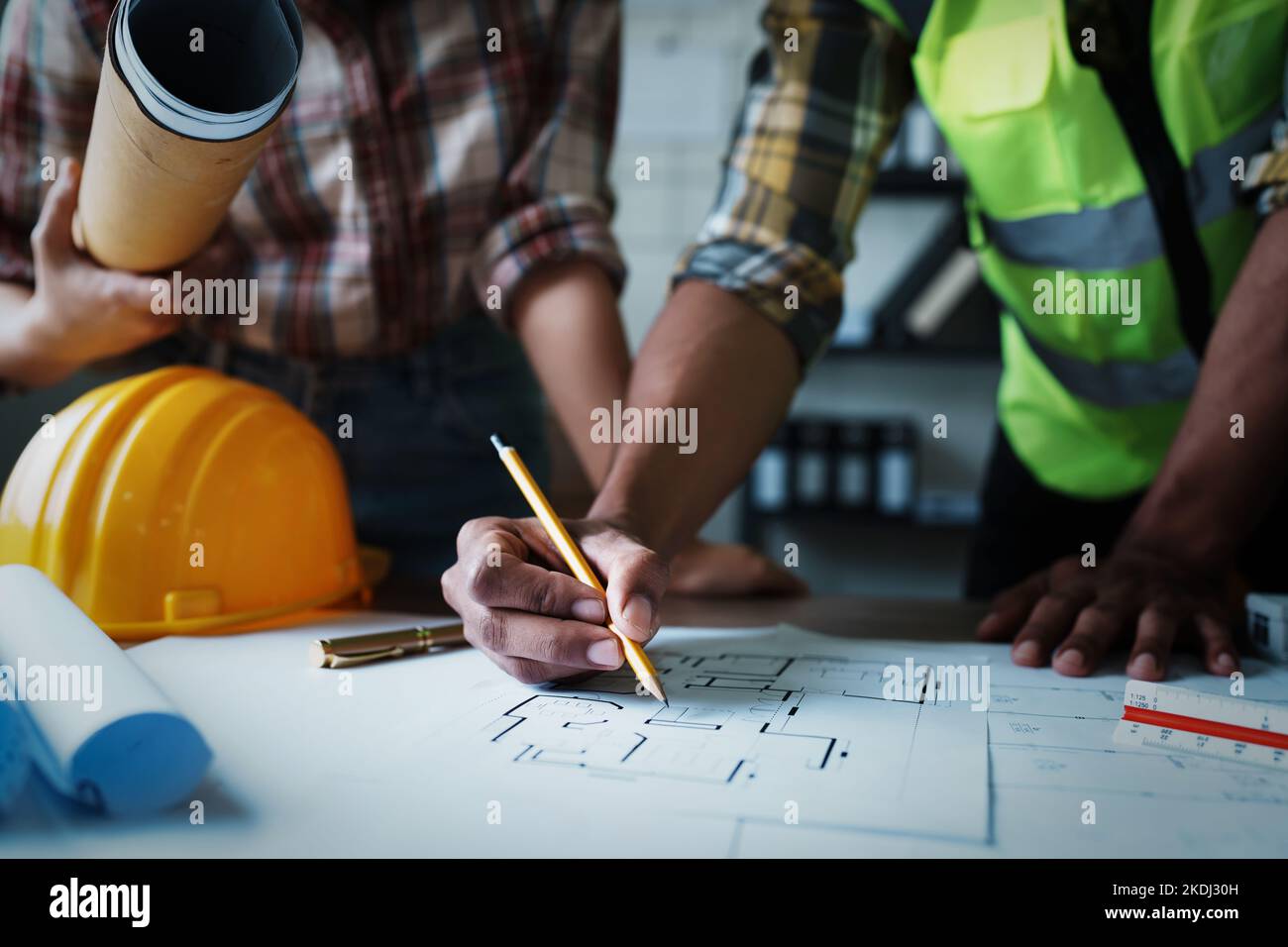 Engineers are consulting the team to design an architectural structure ...