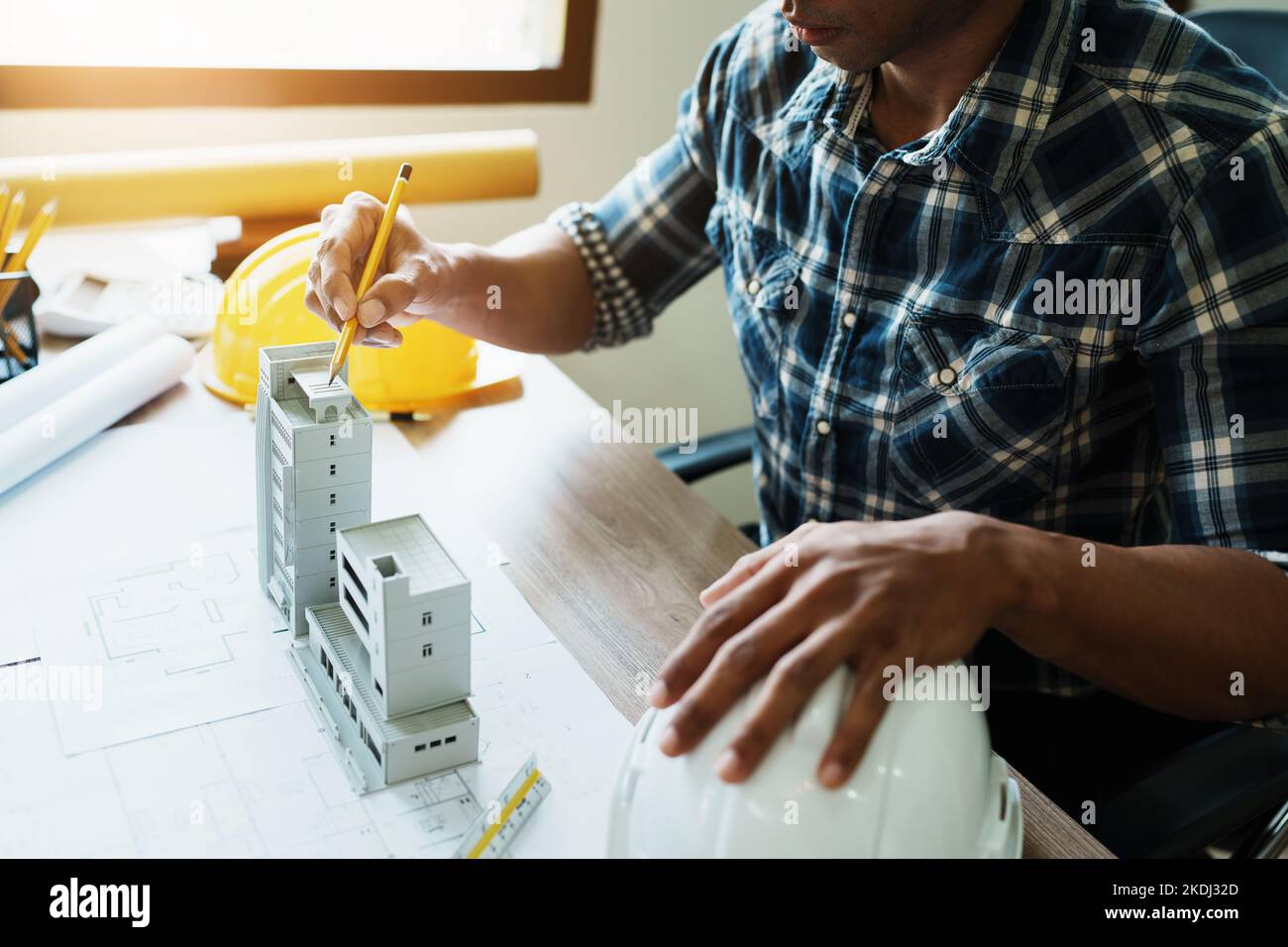 Engineers are designing house structures and architectural using ...