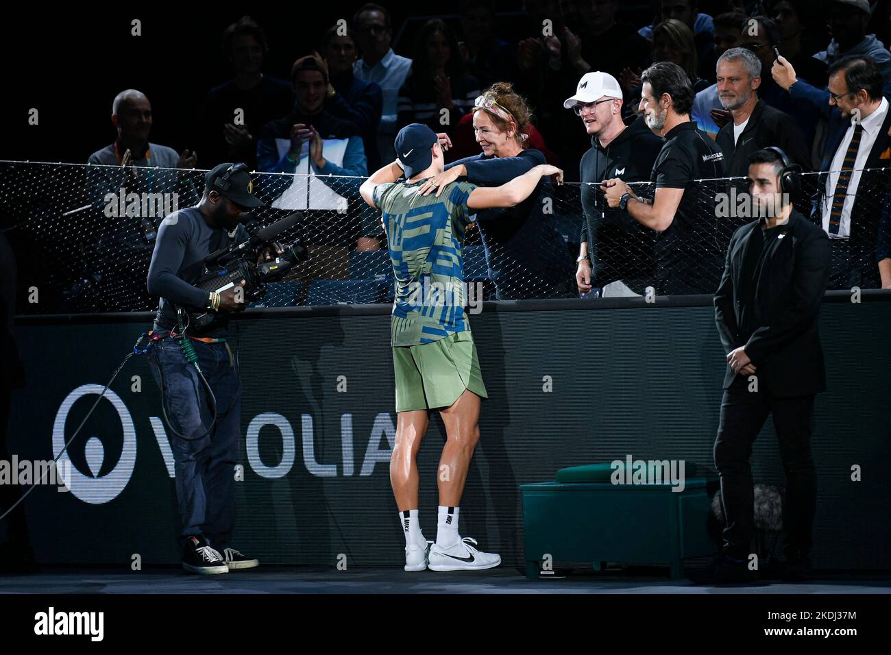 Holger Rune of Denmark with his mother Aneke Rune and Patrick Mouratoglou during the final of ...