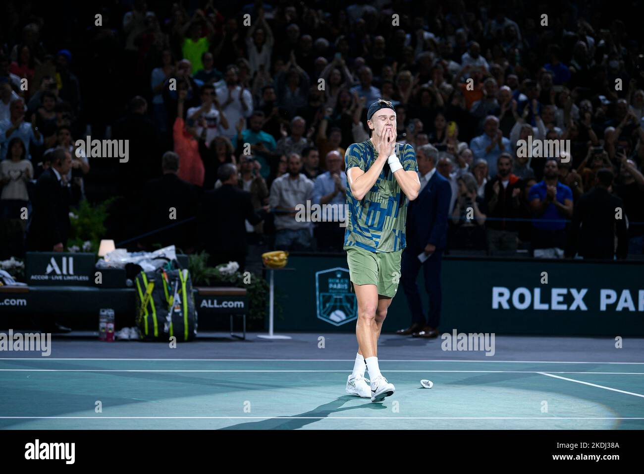 Holger Rune of Denmark wins over Novak Djokovic during the final of the Rolex Paris Masters, ATP ...