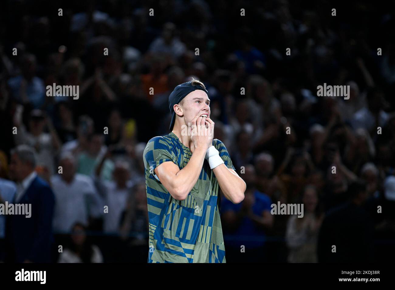 Holger Rune of Denmark wins over Novak Djokovic during the final of the ...
