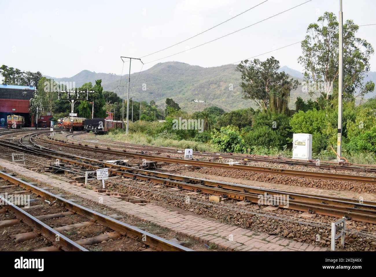 View of Toy train Railway Tracks from the middle during daytime near ...
