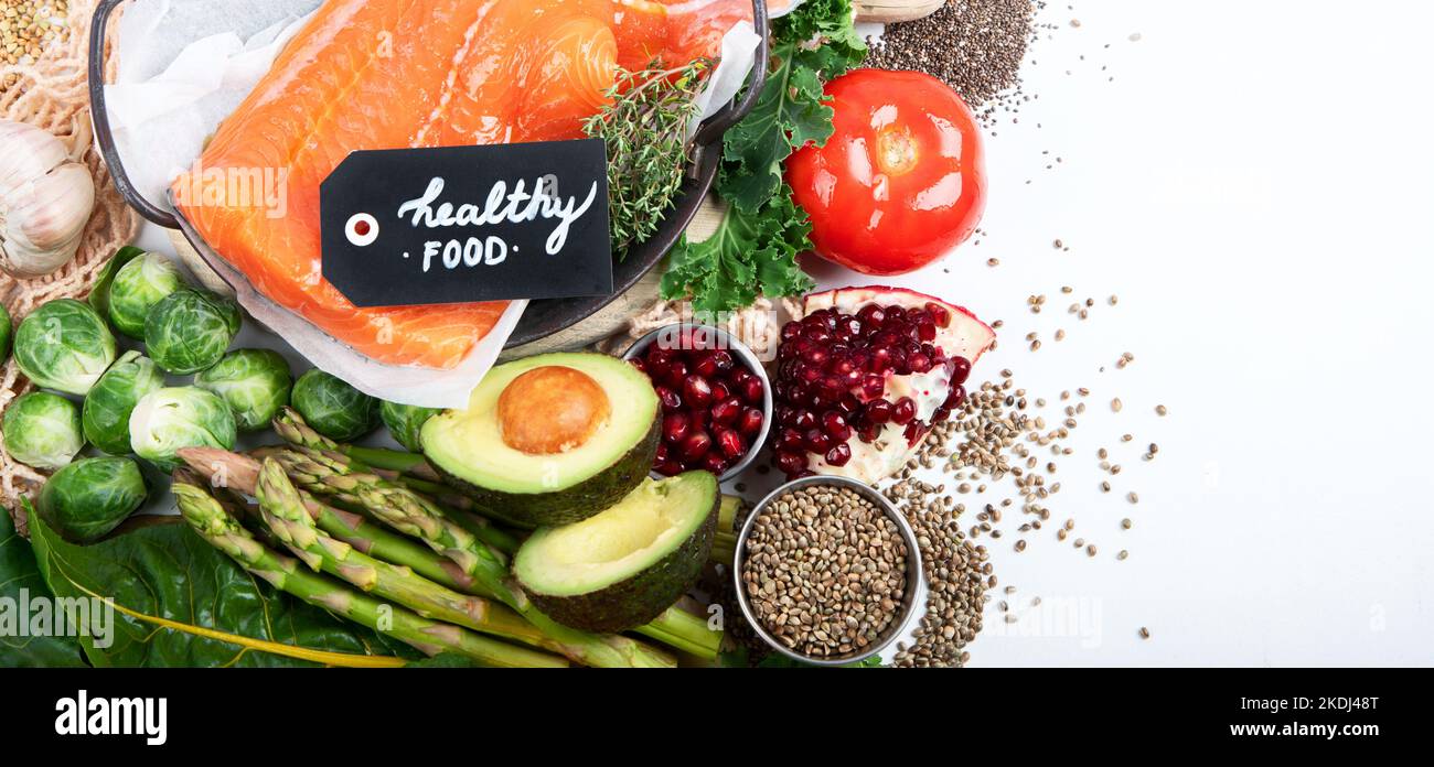 Balanced diet food background. Nutrition, clean eating food concept ...