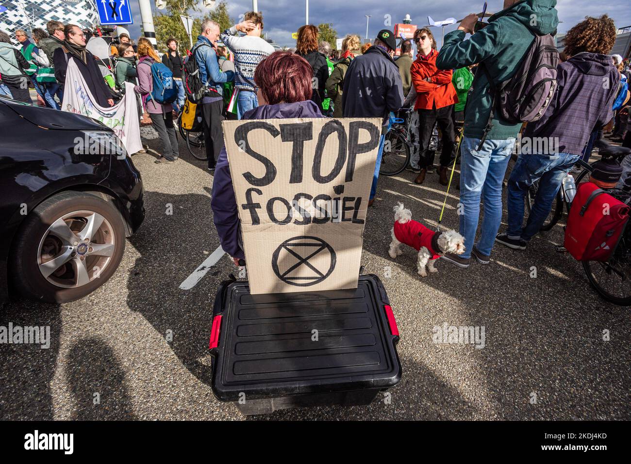 A female activist holds a placard that says ëStop Fossil fuelí during ...