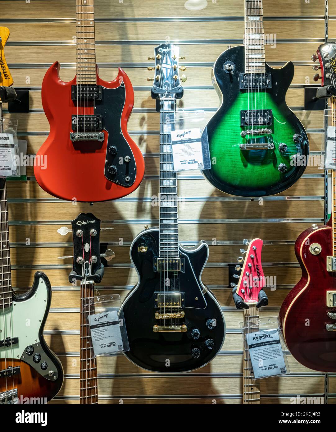 Electric guitar shop display, Hong Kong, China Stock Photo - Alamy