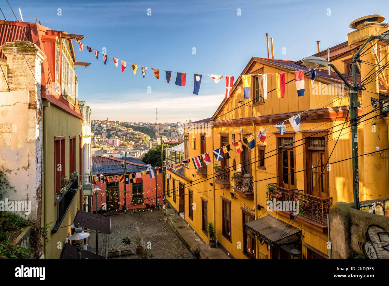 Colorful buildings of the UNESCO World Heritage city of Valparaiso ...
