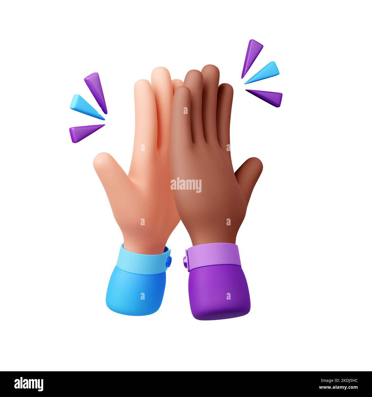 3D render black and white hands clapping with sound effect illustration ...