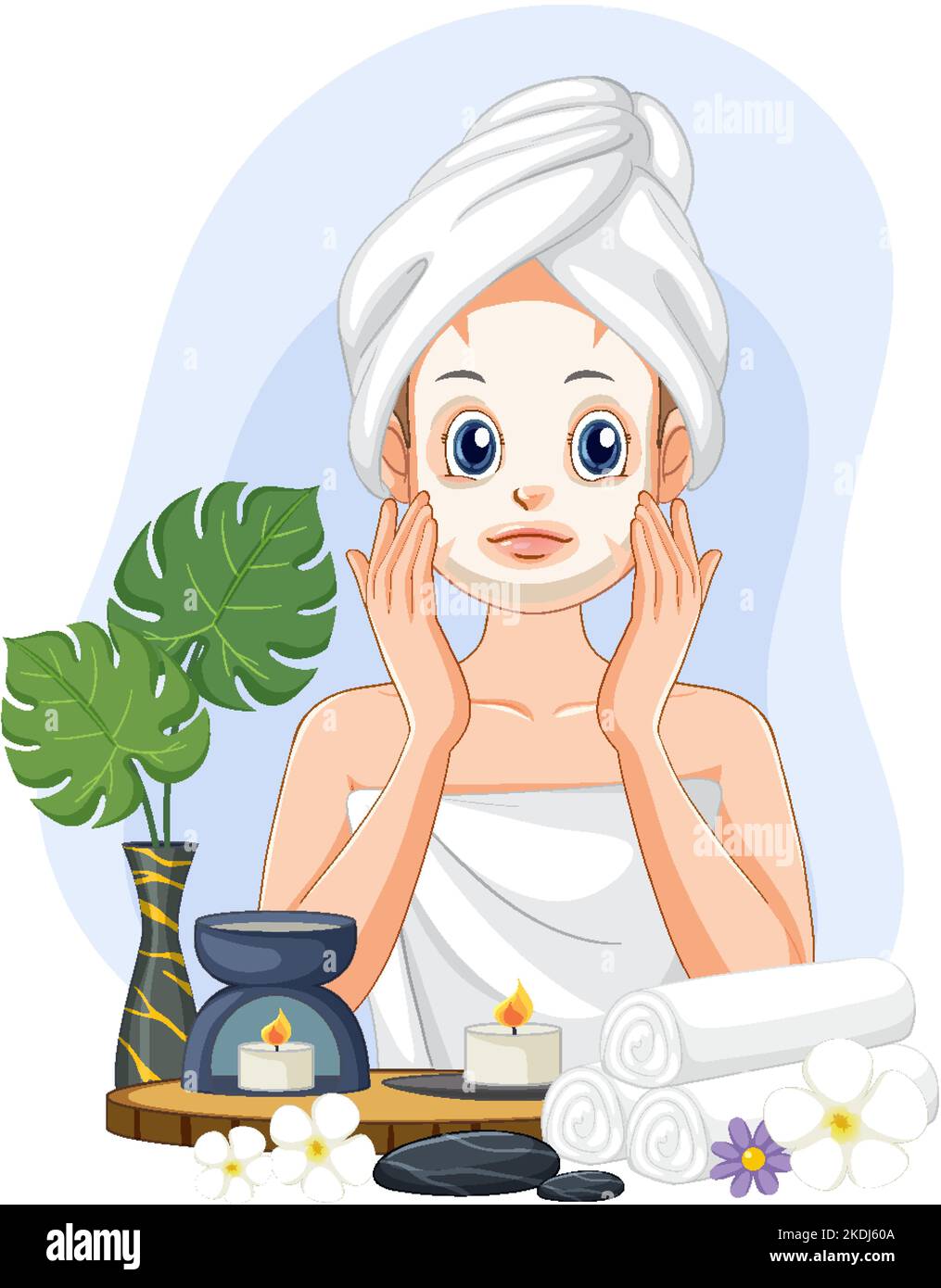 Spa woman applying facial mask illustration Stock Vector Image & Art ...