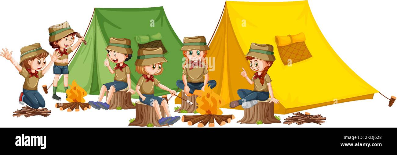 Girl Camping Clip Art