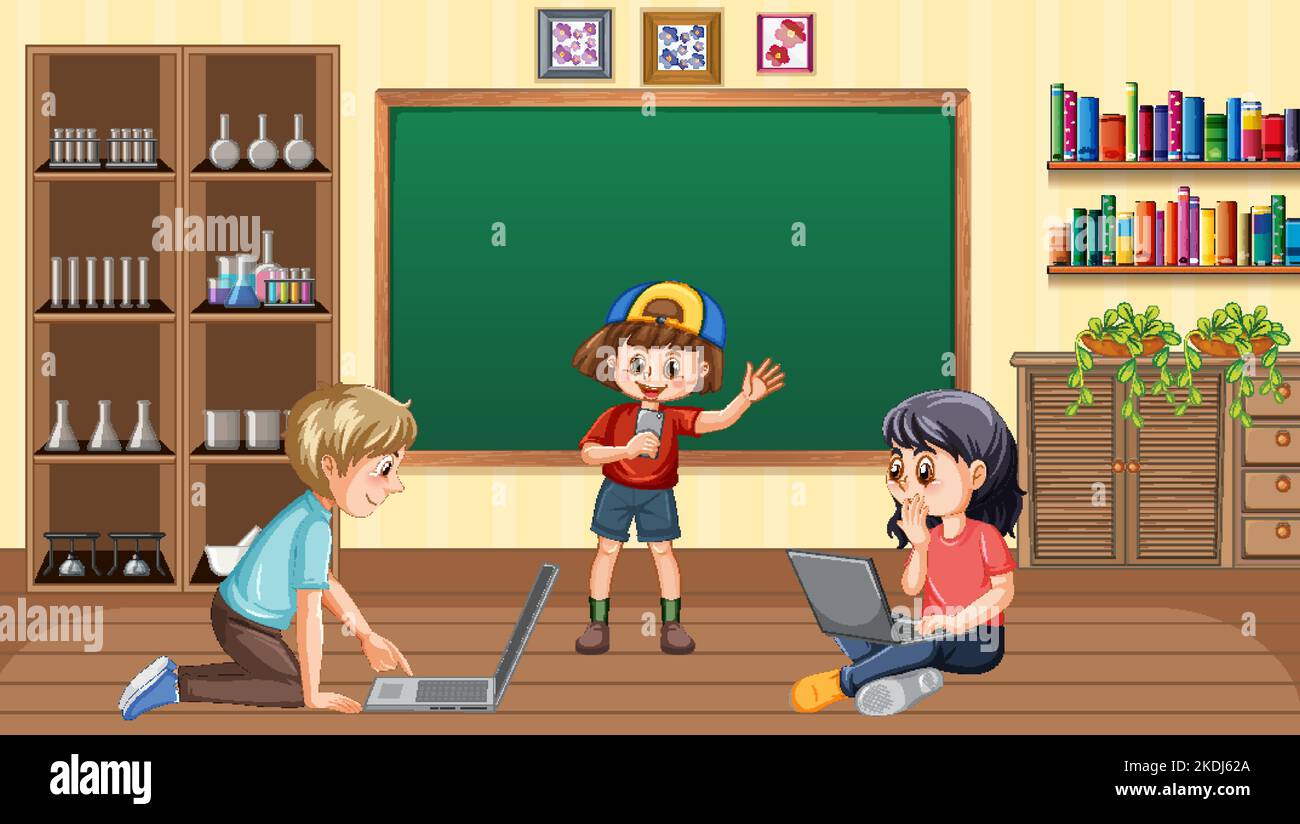 Children using technology devices illustration Stock Vector Image & Art ...