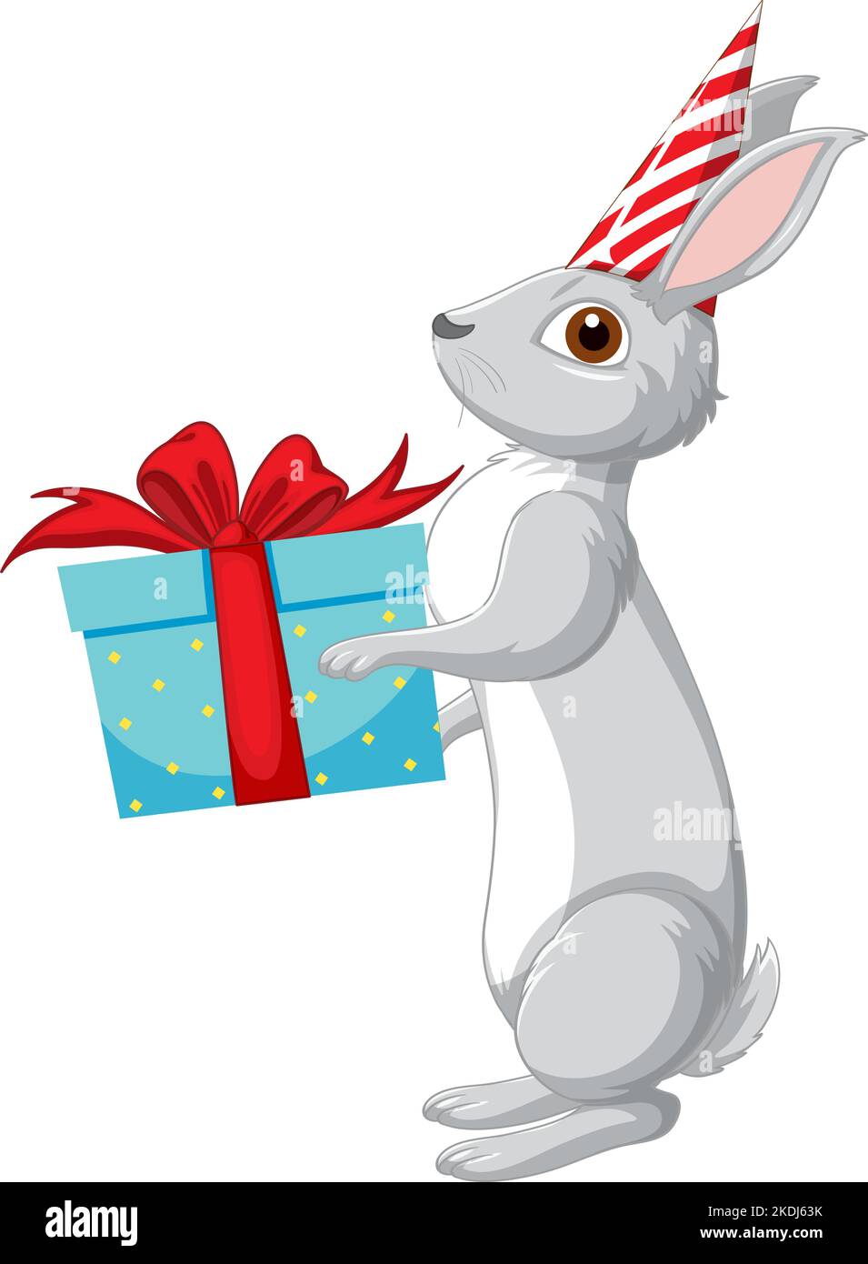 Cute grey rabbit cartoon character illustration Stock Vector Image ...