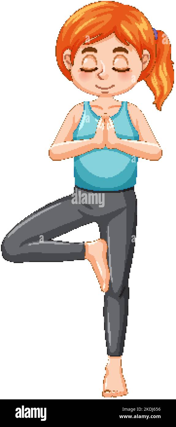 A girl doing yoga cartoon character illustration Stock Vector Image ...