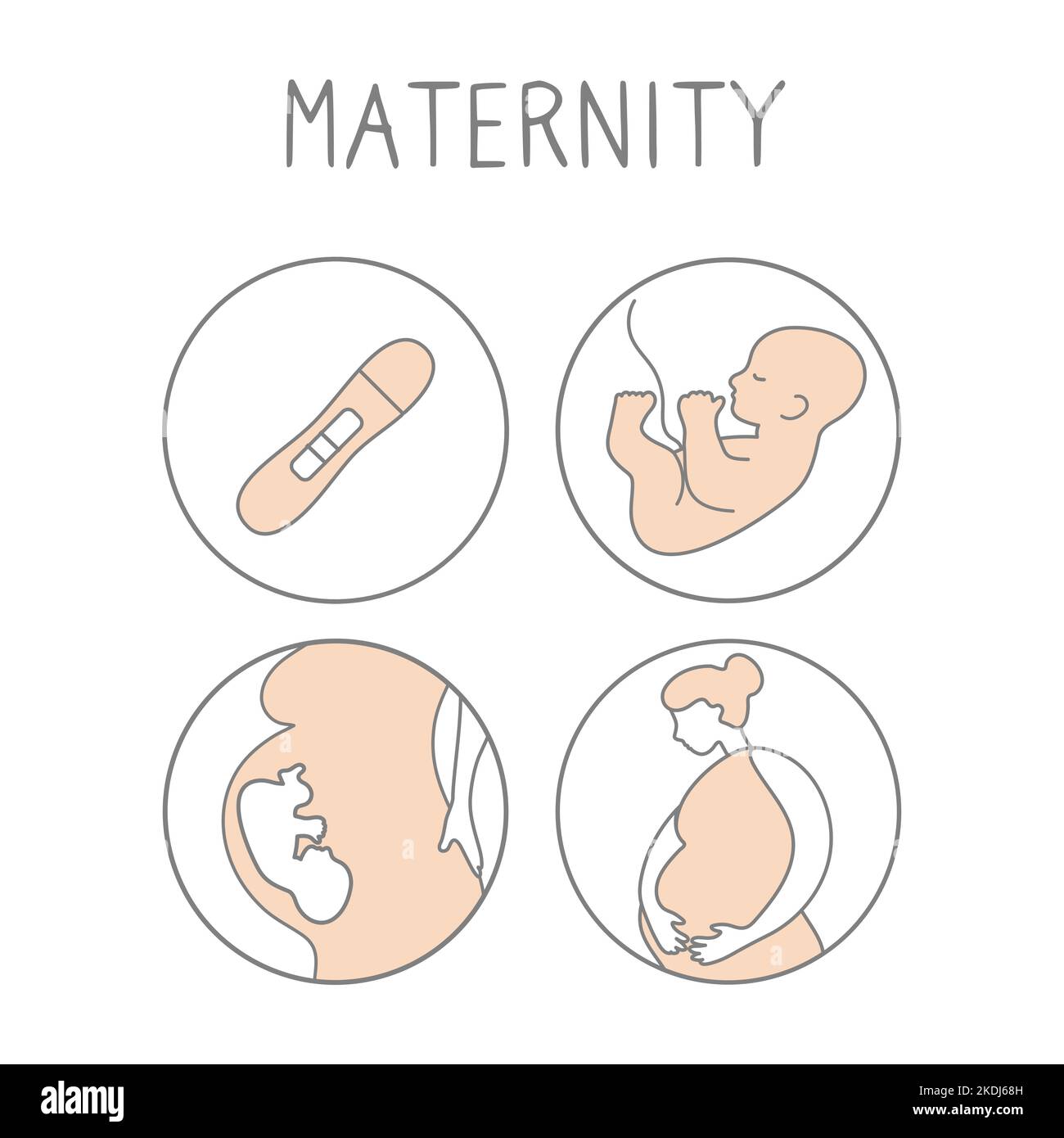 Pregnancy icon set. Linear simple illustration fertilization and ...