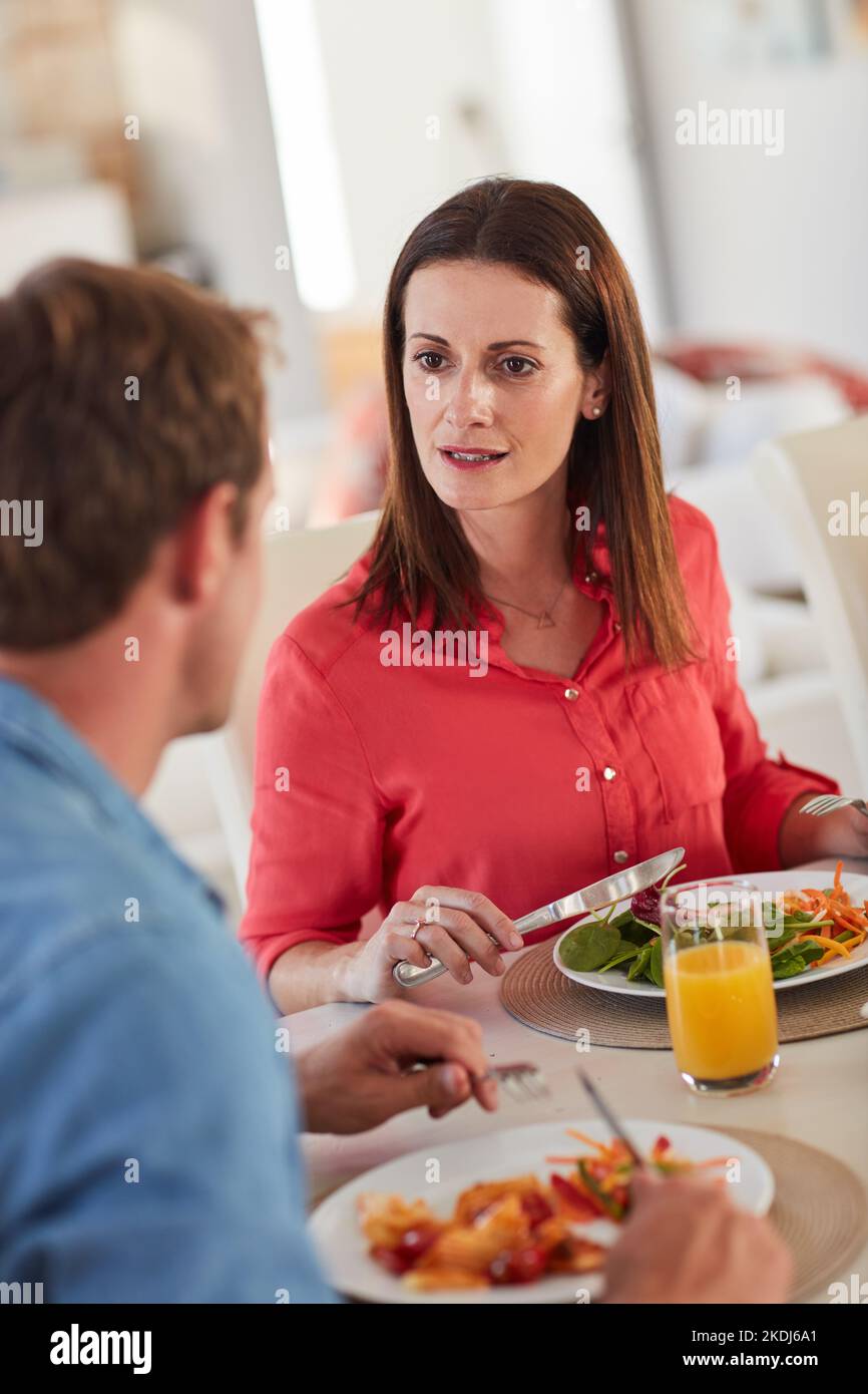 Youll eat it or go hungry. an angry woman confronting her husband over ...
