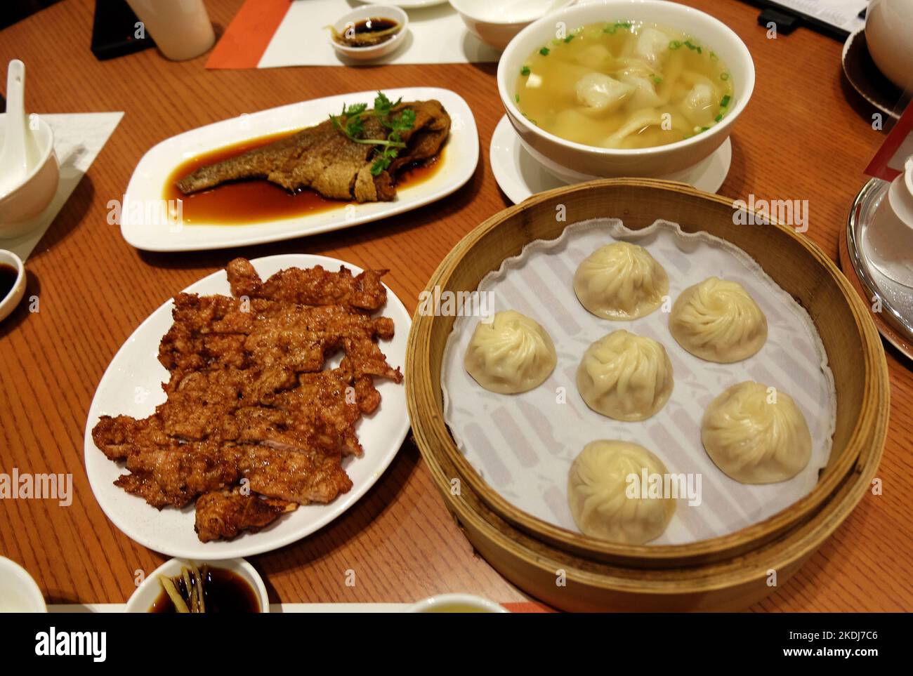 Chinese Dim Sum- Deep fried pork and fish served with wonton noodle ...