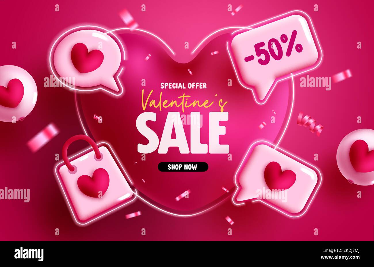 Valentine's sale text vector banner design. Happy valentine's day ...