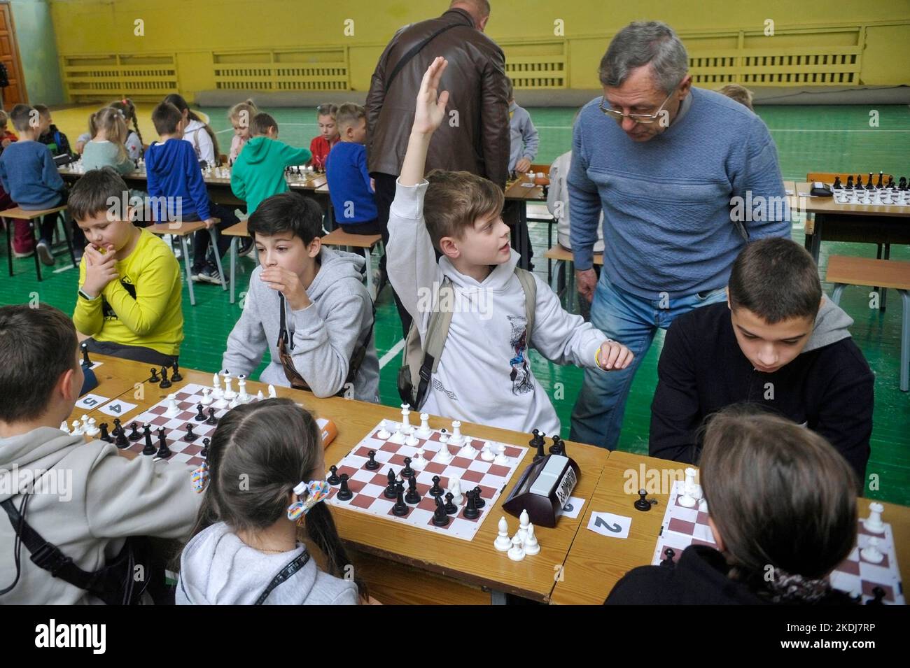 VINNYTSIA, UKRAINE - NOVEMBER 6, 2022 - Young players compete during ...