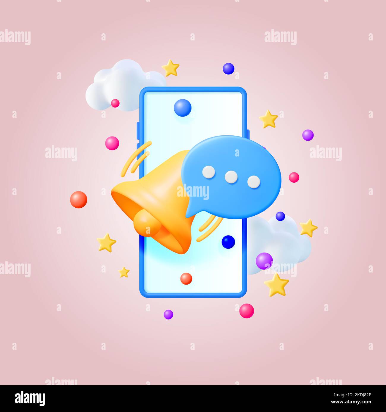 3D Notification Popup with Bell in Smartphone Stock Vector Image & Art ...