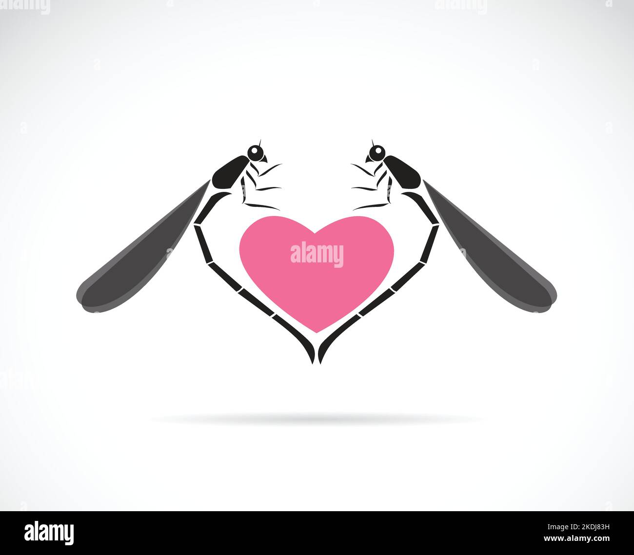 Vector image of a dragonflies and heart on white background. Easy ...