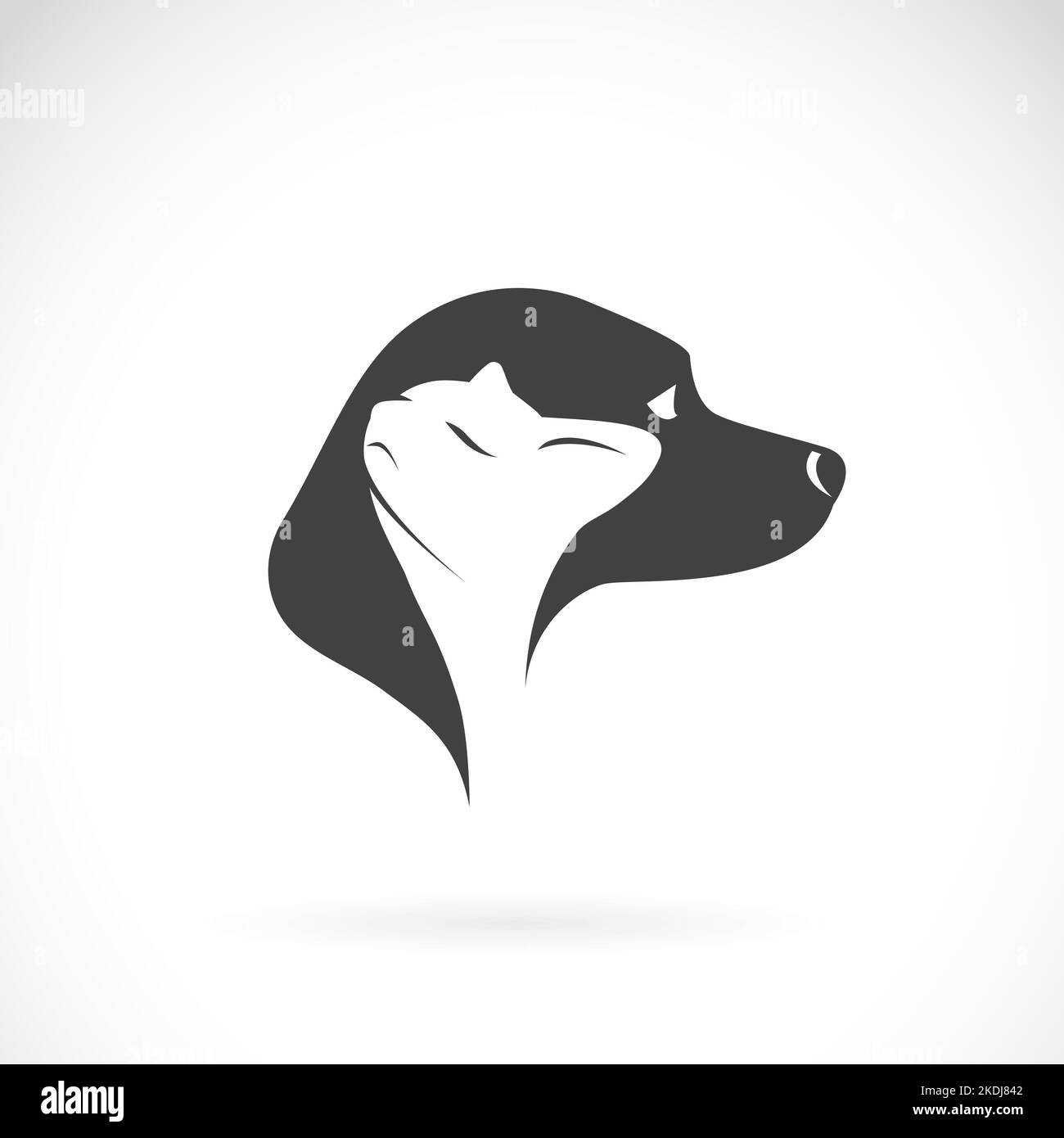 Vector image of dog and cat on white background. Easy editable layered vector illustration. Wild ...