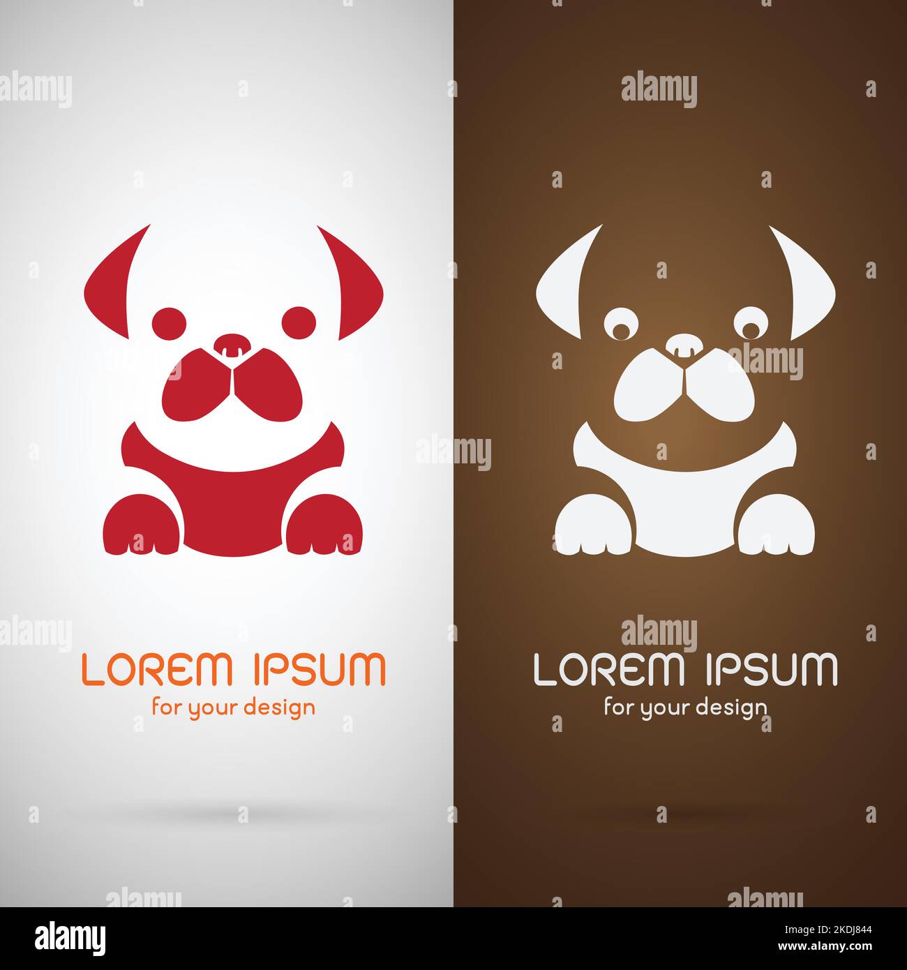 Vector image of pug dog design on white background and brunette ...