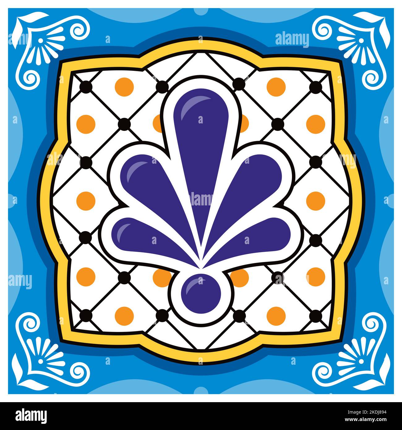 Mexican tiles single and seamless vector design inspired by talavera ...