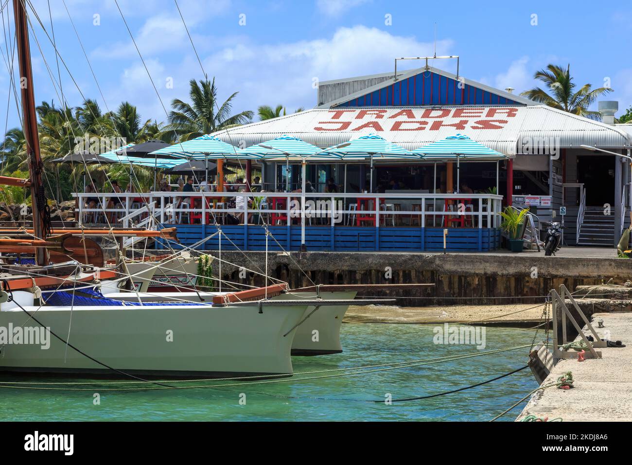 Trader Jack's, a famous bar and restaurant on the waterfront of Avarua, Rarotonga, Cook Islands ...